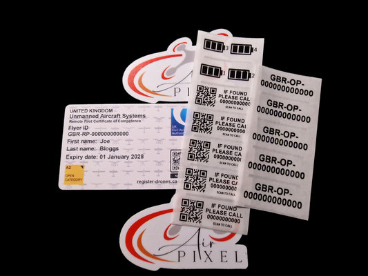 Operator ID Stickers for your drone, we also print CAA flyer ID cards ...