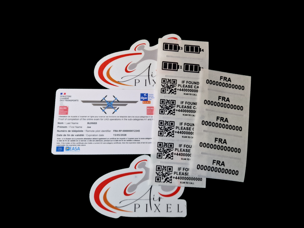 Operator ID Stickers for your drone, we also print CAA flyer ID cards ...