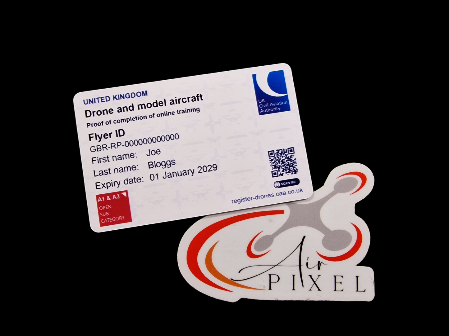 Unique CAA hologram A1/A3 Drone Flyer ID Card - PVC | AirPixel