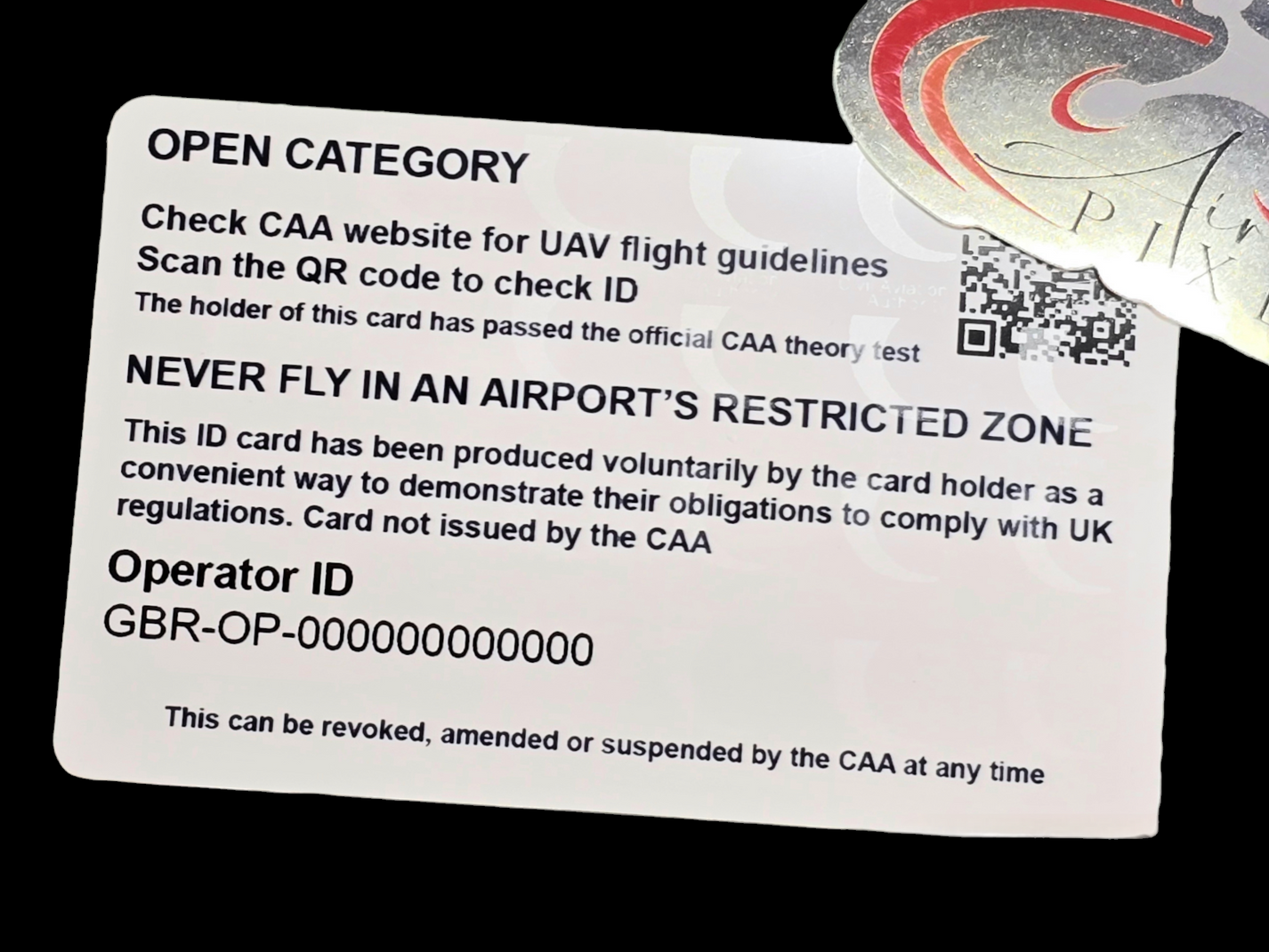 Unique CAA Hologram A1/A3 Drone Flyer ID Card and Operator ID Stickers ...