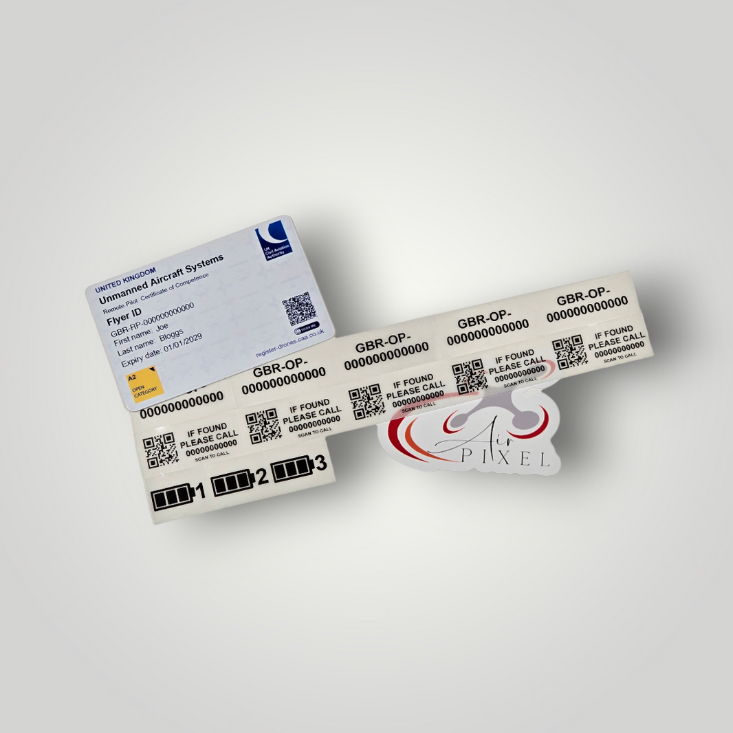 Operator ID Stickers for your drone, we also print CAA flyer ID cards ...