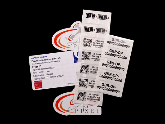 Operator ID Stickers for your drone, we also print CAA flyer ID cards ...