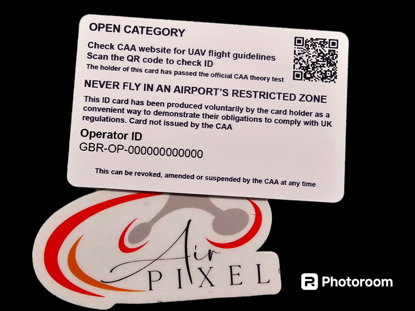 Unique CAA hologram A1/A3 Drone Flyer ID Card - PVC | AirPixel